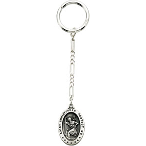 St. Christopher Medal Key Chain in Sterling Silver 29 x 20mm Ref 125515 ...